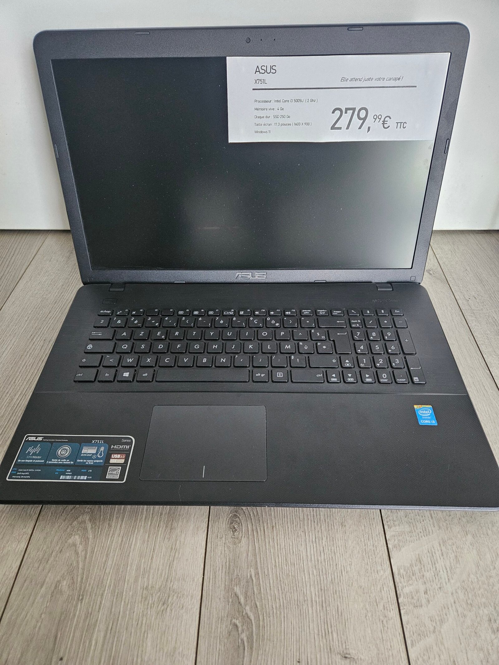 ASUS X751L -17.3″ – I3-5005U 2GHZ – 4go – SSD 250go - Electronique LAB